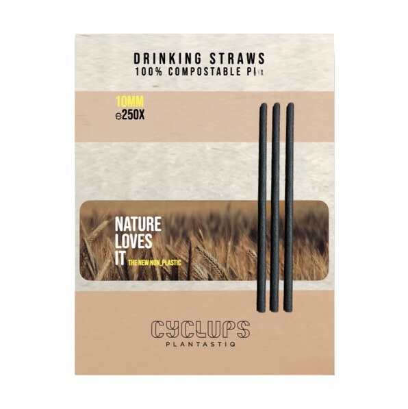 *PRE-ORDER* PREMIUM BLACK PLQ DRINKING STRAWS 10 MM 250PCS