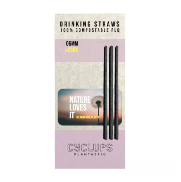 PREMIUM BLACK PLQ DRINKING STRAWS 06 MM 250PCS