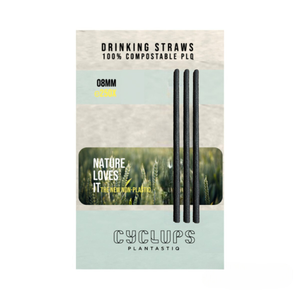 PREMIUM BLACK PLQ DRINKING STRAWS 08 MM 250PCS